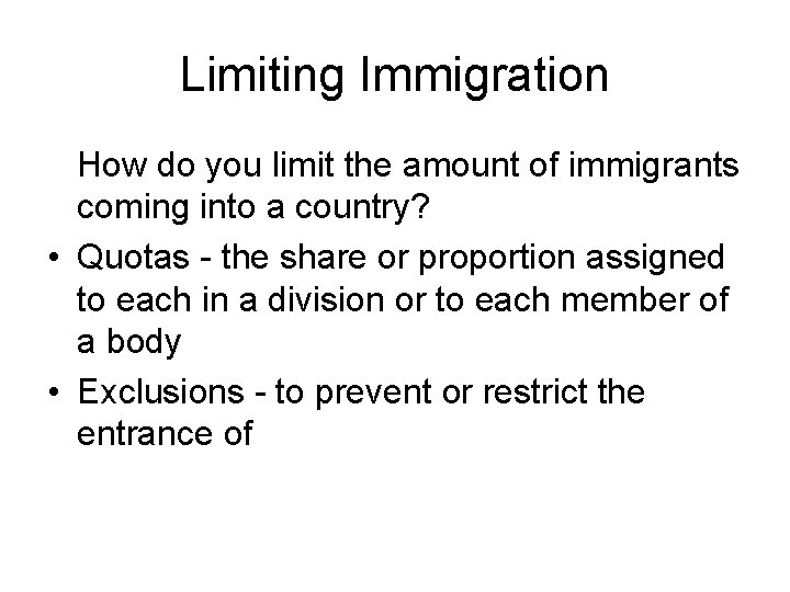 Immigration 1865 1920 What is a Migration to