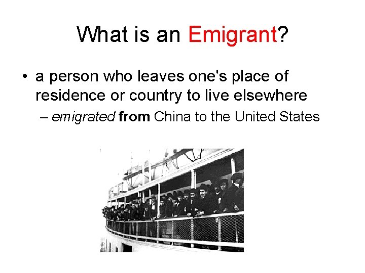 Immigration 1865 1920 What is a Migration to