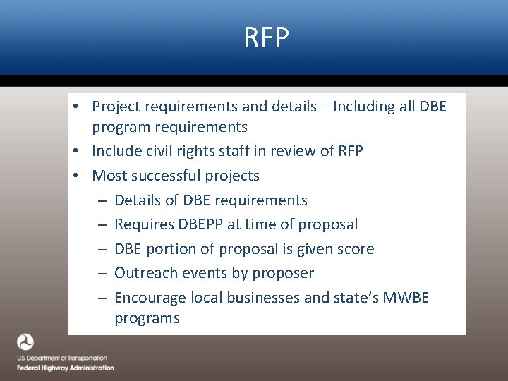 FHWA Office of Civil Rights DBE Program Administration