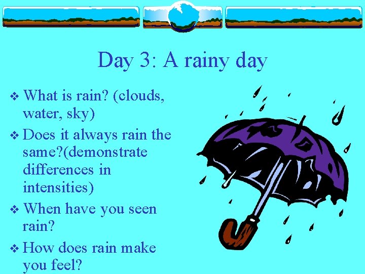 What is the weather Topic ListeningSpeaking kindergarten Standard