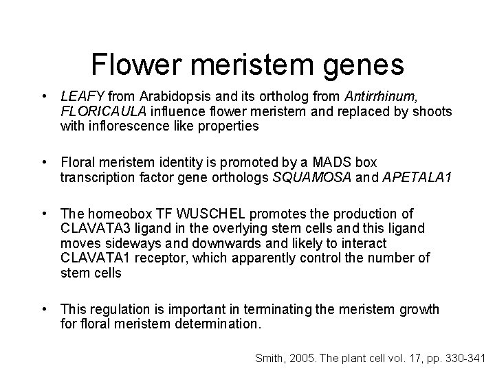 Flower development BL 5400 Steps of flower development