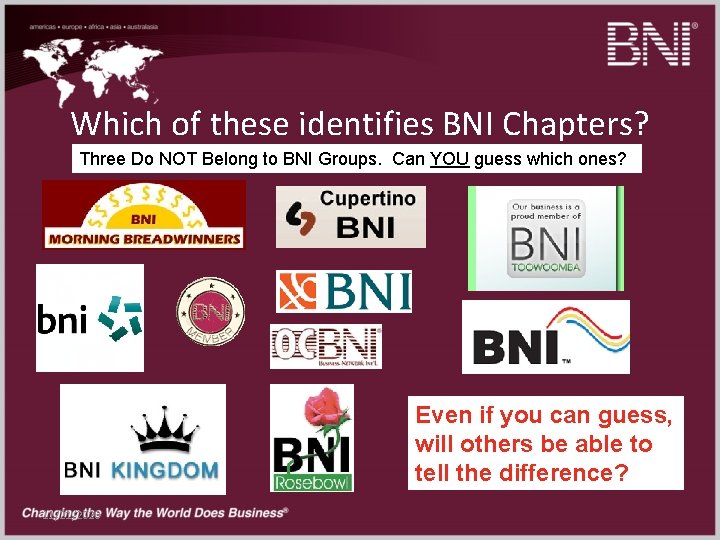 The Importance of Branding Branding The message BNI