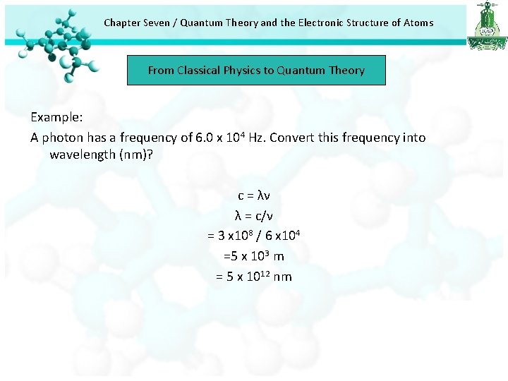 Chapter Seven Quantum Theory and the Electronic Structure