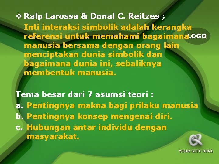 TEORI INTERAKSI SIMBOLIK George Herbert Mead LOGO Deskripsi