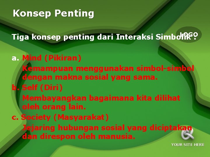 TEORI INTERAKSI SIMBOLIK George Herbert Mead LOGO Deskripsi