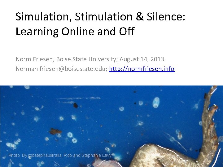 Simulation Stimulation Silence Learning Online and Off Norm