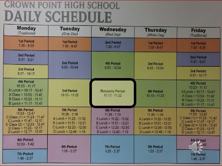 Resource Period homeroom Information Resource Period 1 Special