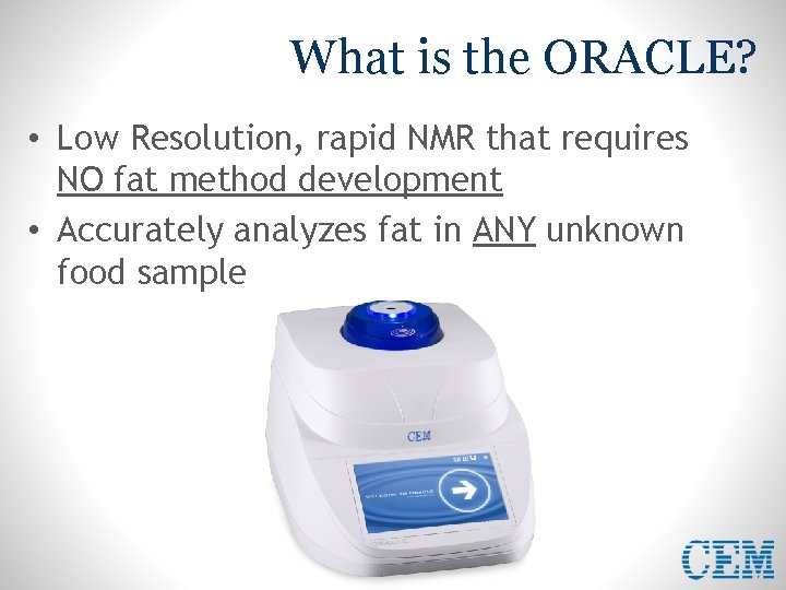 Current fat testing limitations Rapid techniques NMR NIR