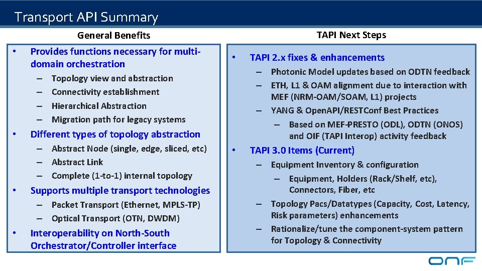 ONF Transport API Opening up Disaggregated Optical Transport