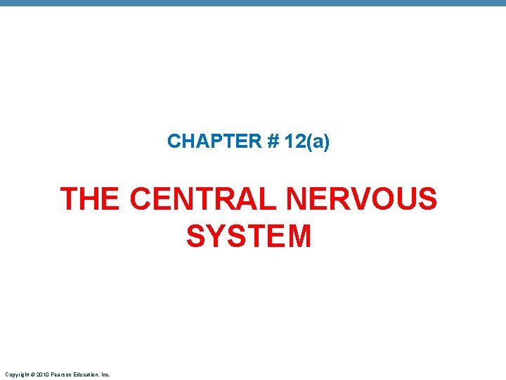 CHAPTER 12a THE CENTRAL NERVOUS SYSTEM Copyright 2010