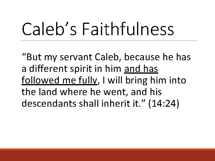 Caleb followed the Lord fully NUMBERS 13 14