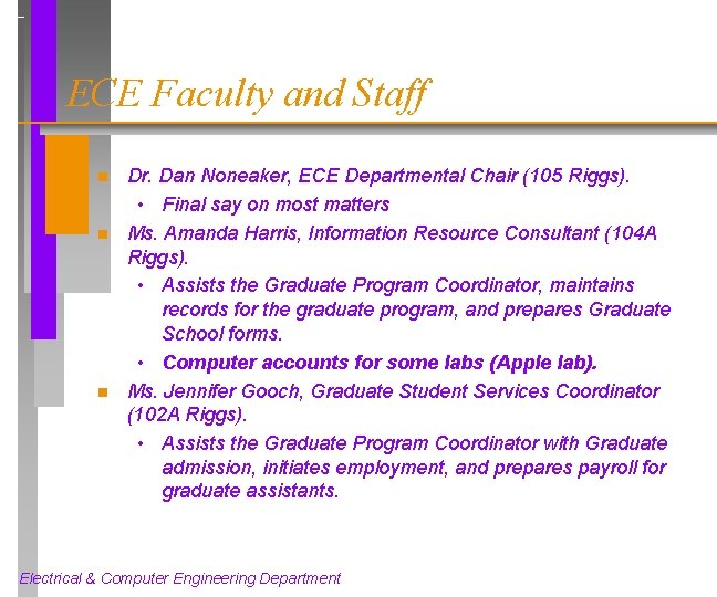 Clemson University Electrical Computer Engineering ECE Department TA
