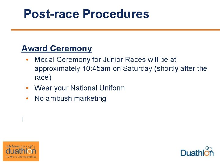 Insert Event Logo Junior Athletes Briefing 15 October