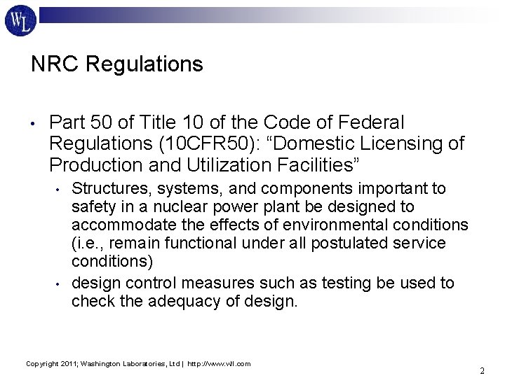 Electromagnetic Compatibility EMC and Nuclear Power Facilities presented