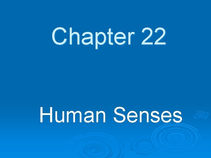 Chapter 22 Human Senses What are the 5