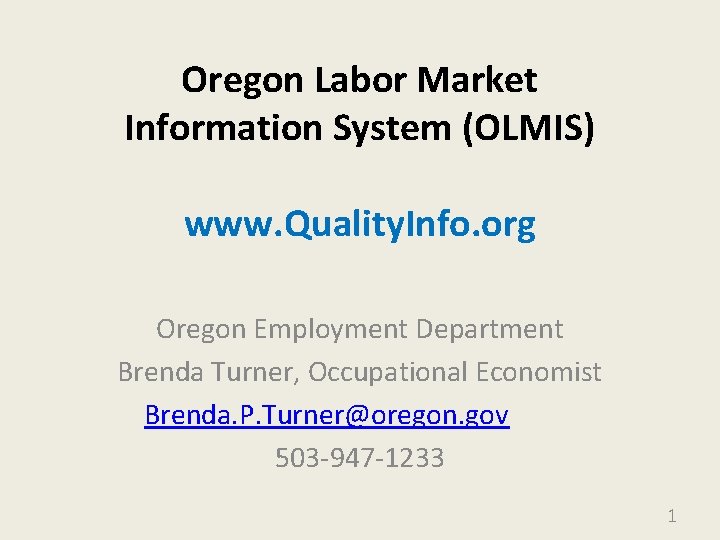 Oregon Labor Market Information System OLMIS www Quality