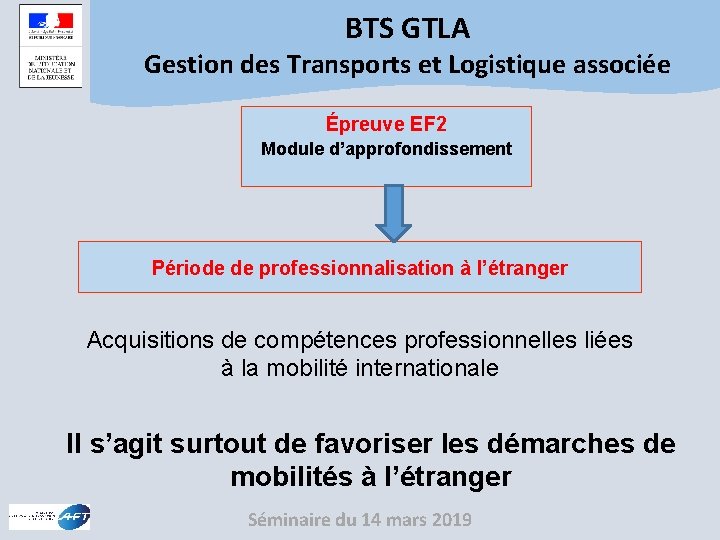 BTS GTLA Gestion des Transports et Logistique associe