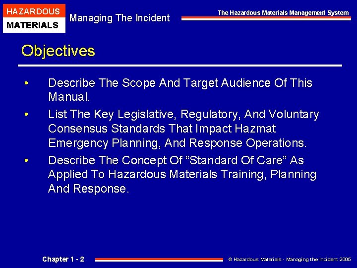 HAZARDOUS MATERIALS Managing The Incident The Hazardous Materials