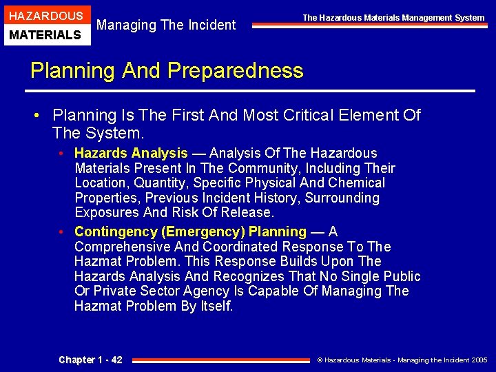 HAZARDOUS MATERIALS Managing The Incident The Hazardous Materials