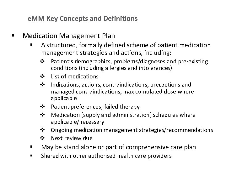 Electronic Medication Management e MM Concepts and Definitions