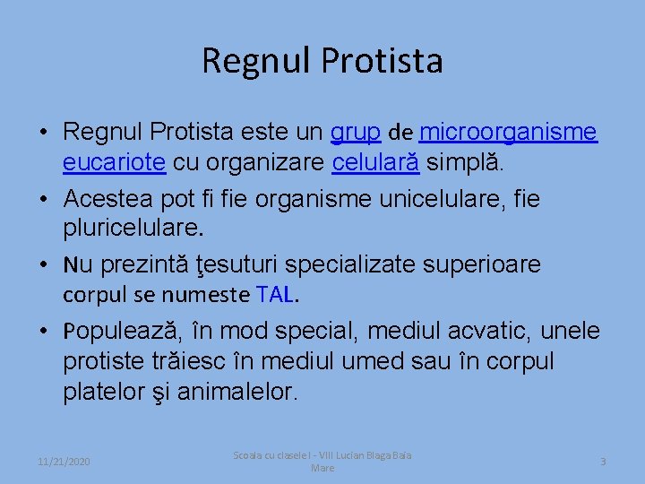 REGNUL PROTISTA ALGELE 11212020 Scoala cu clasele I