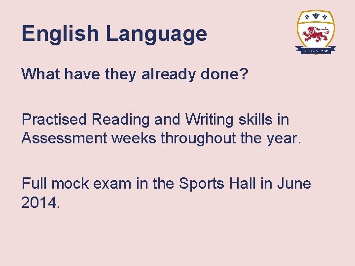 Year 11 Raising Attainment Evening English Language and