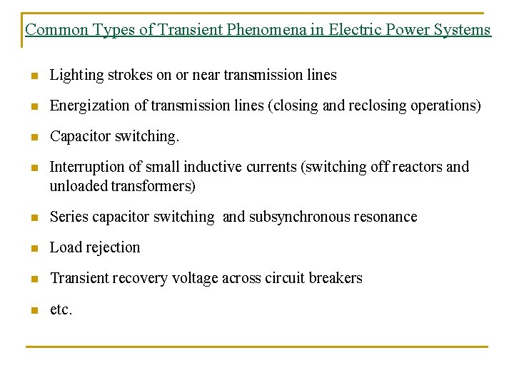 Papers on the Induction Motor Transients Common Types