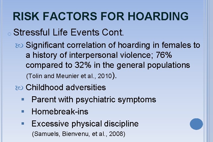 UNDERSTANDING HOARDING BEHAVIORS IN OLDER ADULTS Linda Shumaker