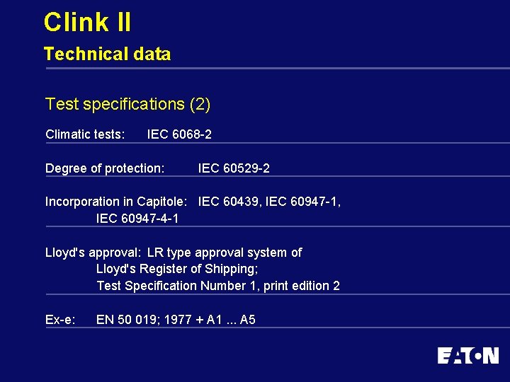 Clink II Motor Management System 2003 Eaton Electric