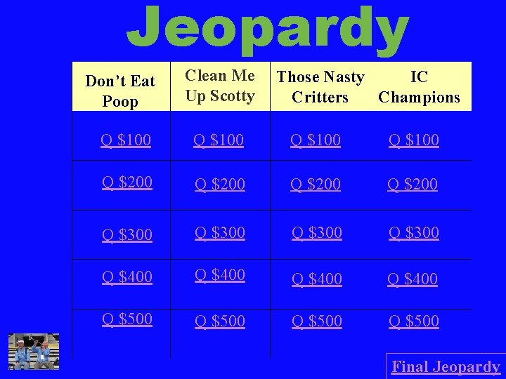 Jeopardy Dont Eat Poop Clean Me Up Scotty