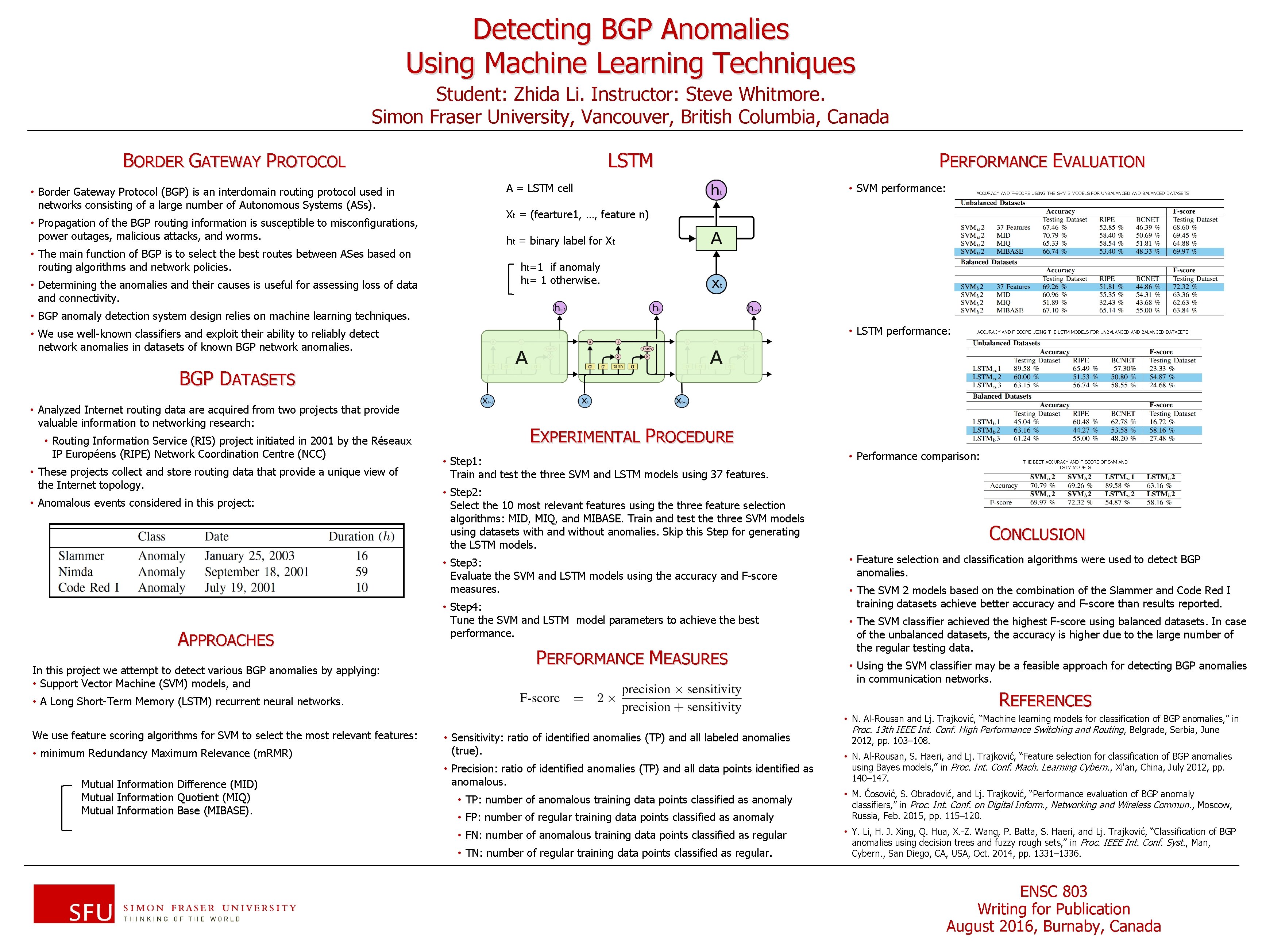 Detecting BGP Anomalies Using Machine Learning Techniques Student