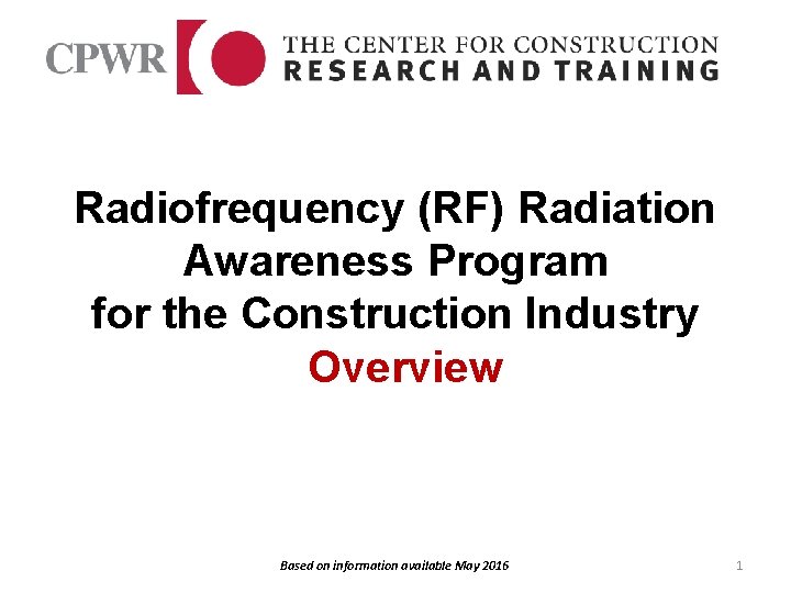 Radiofrequency RF Radiation Awareness Program for the Construction