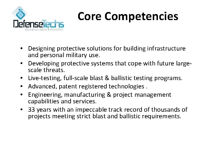 Core Competencies Designing protective solutions for building ...