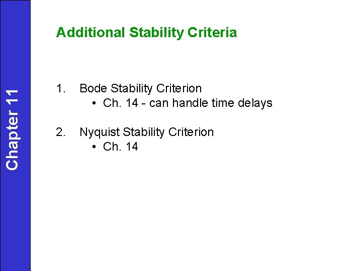 Chapter 11 Dynamic Behavior of ClosedLoop Control Systems
