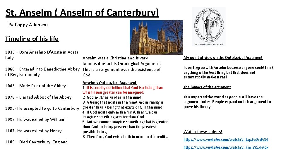 St Anselm Anselm of Canterbury By Poppy Atkinson
