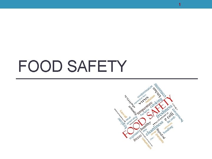 1 FOOD SAFETY 2 Food Safety General Area