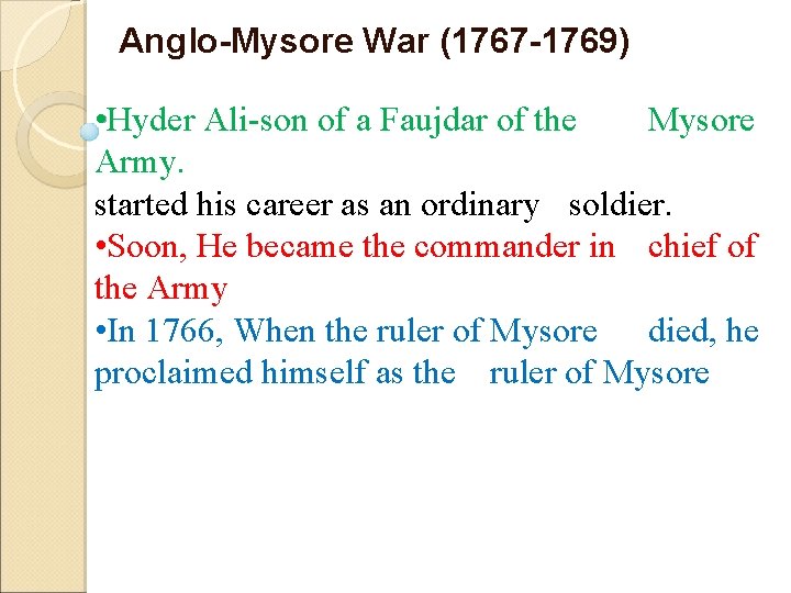 AngloMysore War 1767 1769 Hyder Alison of a