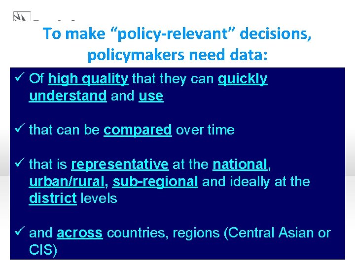 The role of statistics in evidencebased policy making