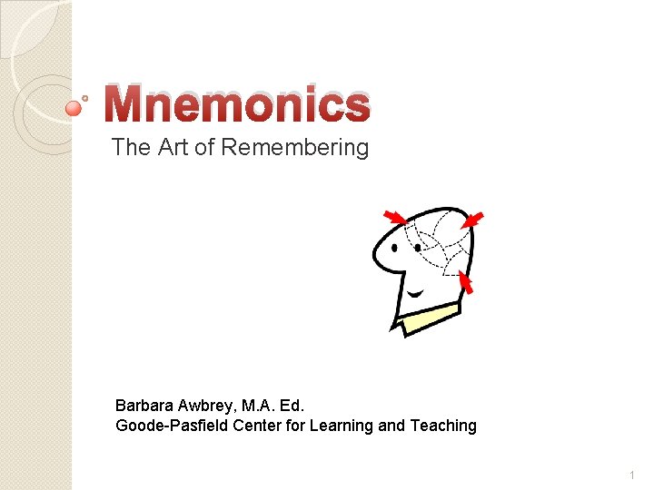 Mnemonics The Art of Remembering Barbara Awbrey M