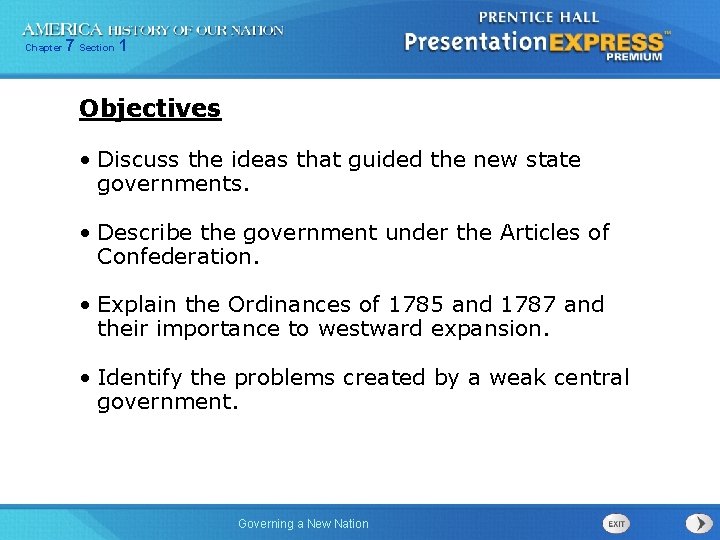 Chapter 7 Section 1 Governing a New Nation