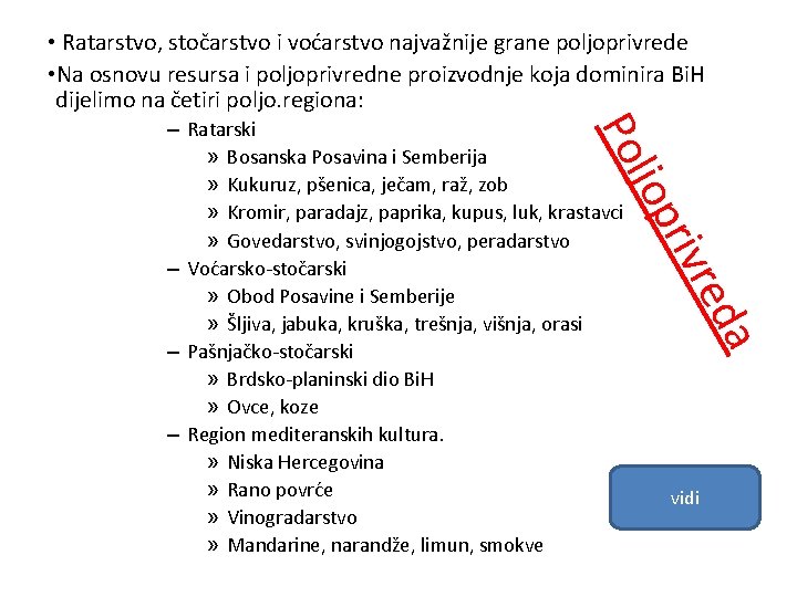 Vanije privredne grane u Bosni i Hercegovini Povoljni