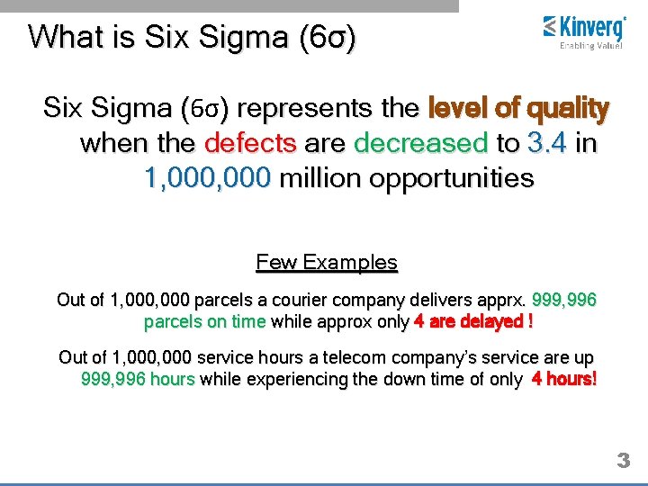 Introduction to Lean Six Sigma Learning Outline What