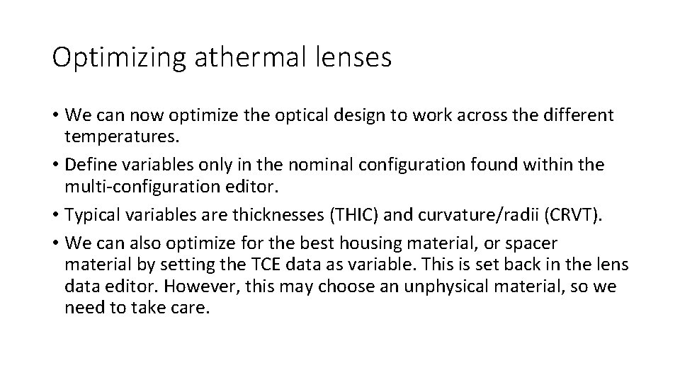 Thermal Analysis in Zemax OPTI 521 Optomechanics Tutorial