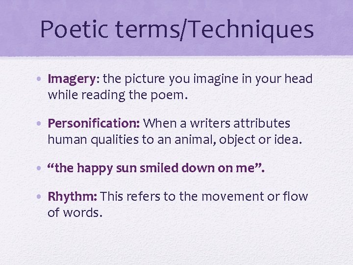 Poetic Terns and techniques Junior Cert Poetry Poetic