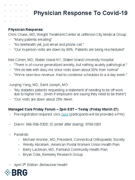 EYE ON HEALTHCARE 6 Examples Of Physician Response