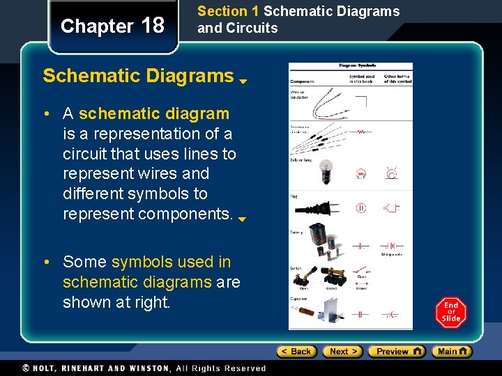 Chapter 18 Section 1 Schematic Diagrams and Circuits