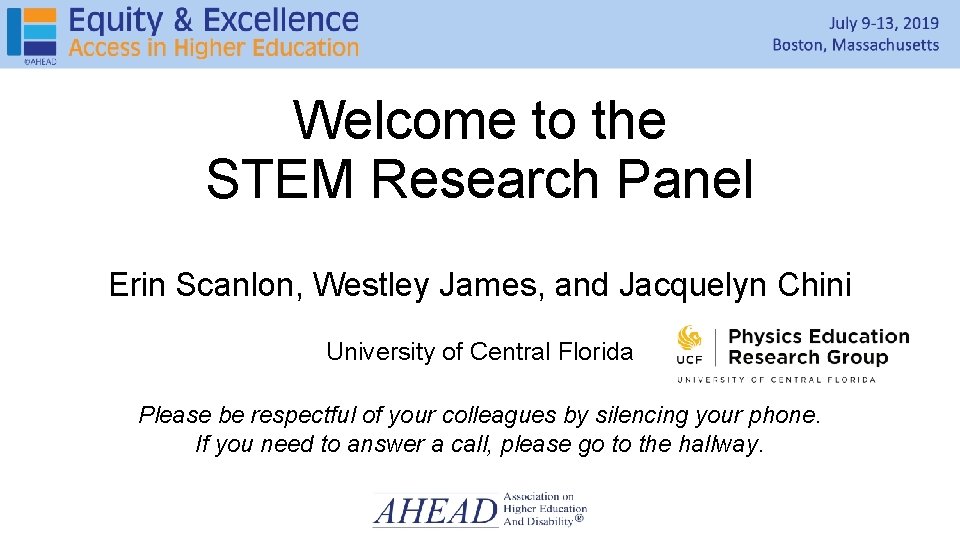 Welcome to the STEM Research Panel Erin Scanlon