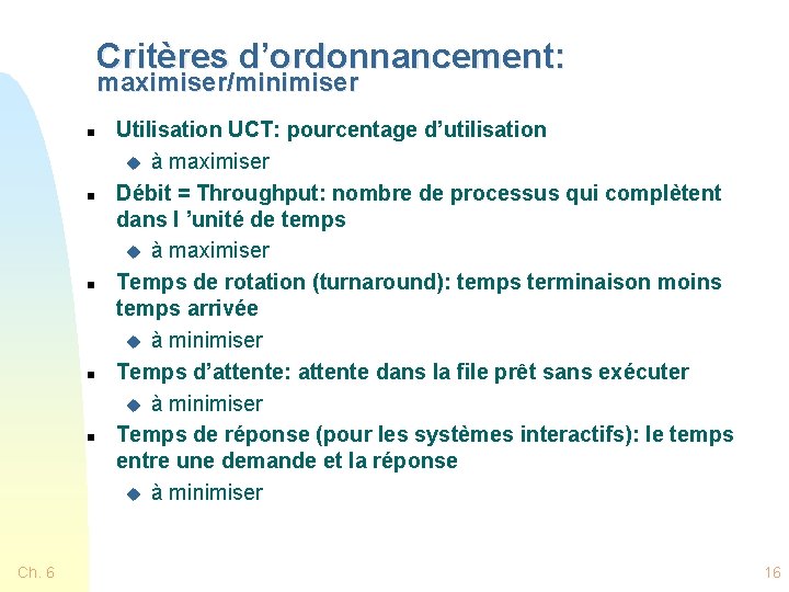 Ordonnancement Processus Chapitre 6 http w 3 uqo