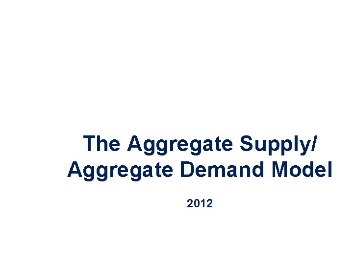 The Aggregate Supply Aggregate Demand Model 2012 Copyright