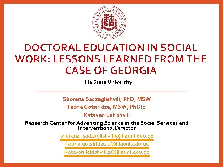 DOCTORAL EDUCATION IN SOCIAL WORK LESSONS LEARNED FROM